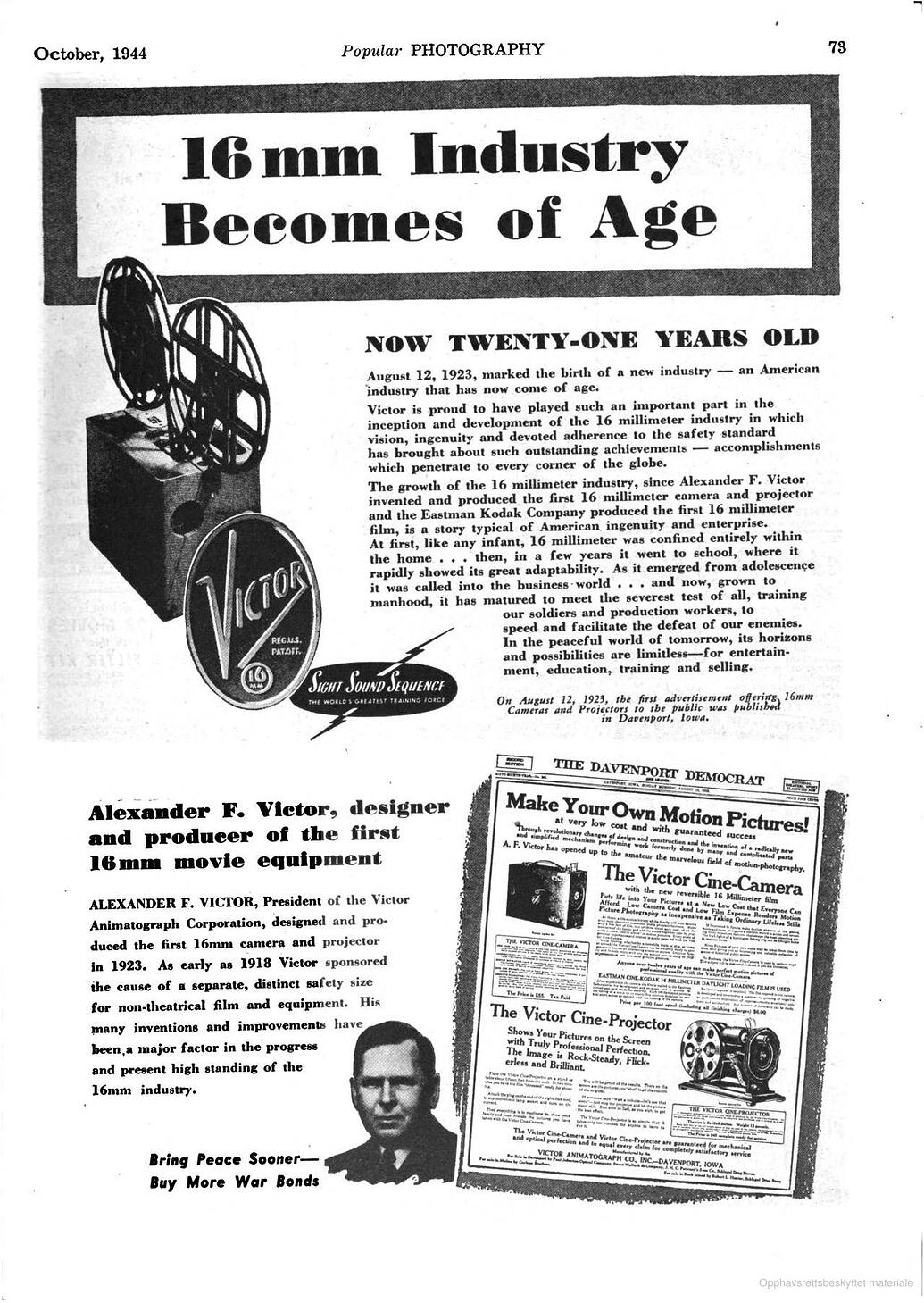 From 1942—The Victor Animatophone Sound Movie Projector - Continuity ...